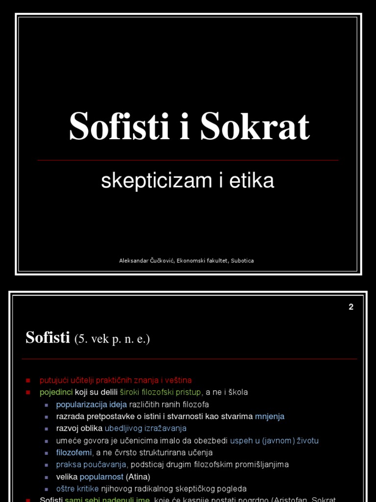 Aleksandar Cuckovic - Sofisti I Sokrat | PDF