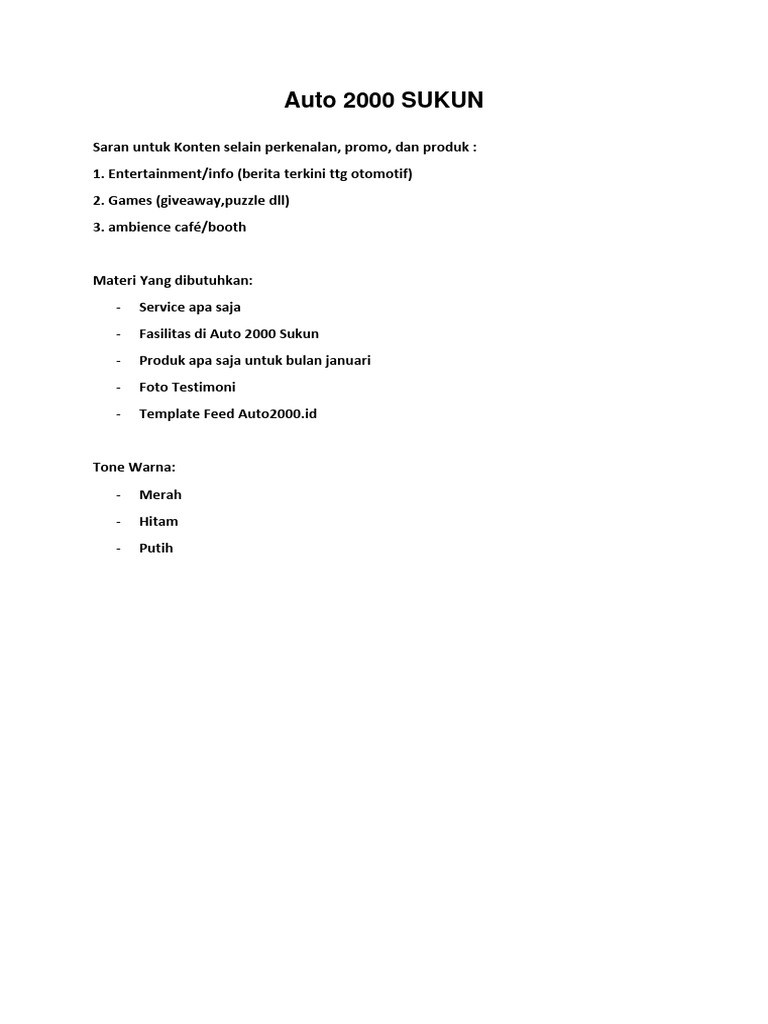 Contoh Konten Plan | PDF