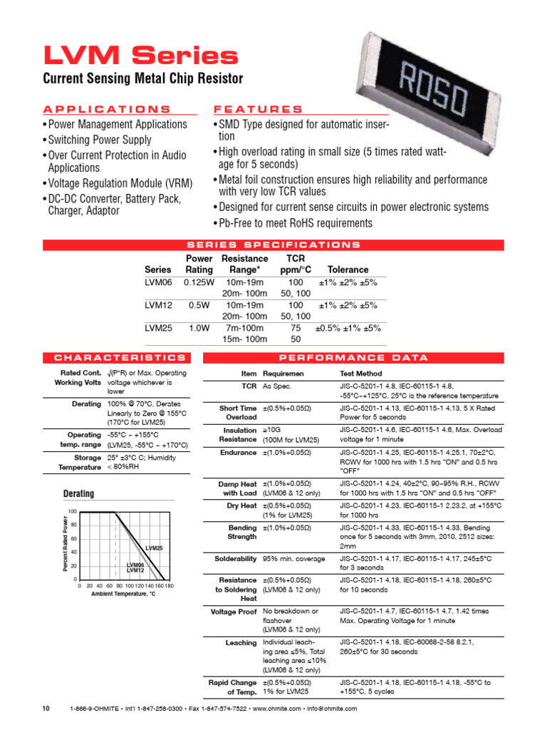 LVM Series: Current Sensing Metal Chip Resistor | PDF | Resistor | Electrical Equipment