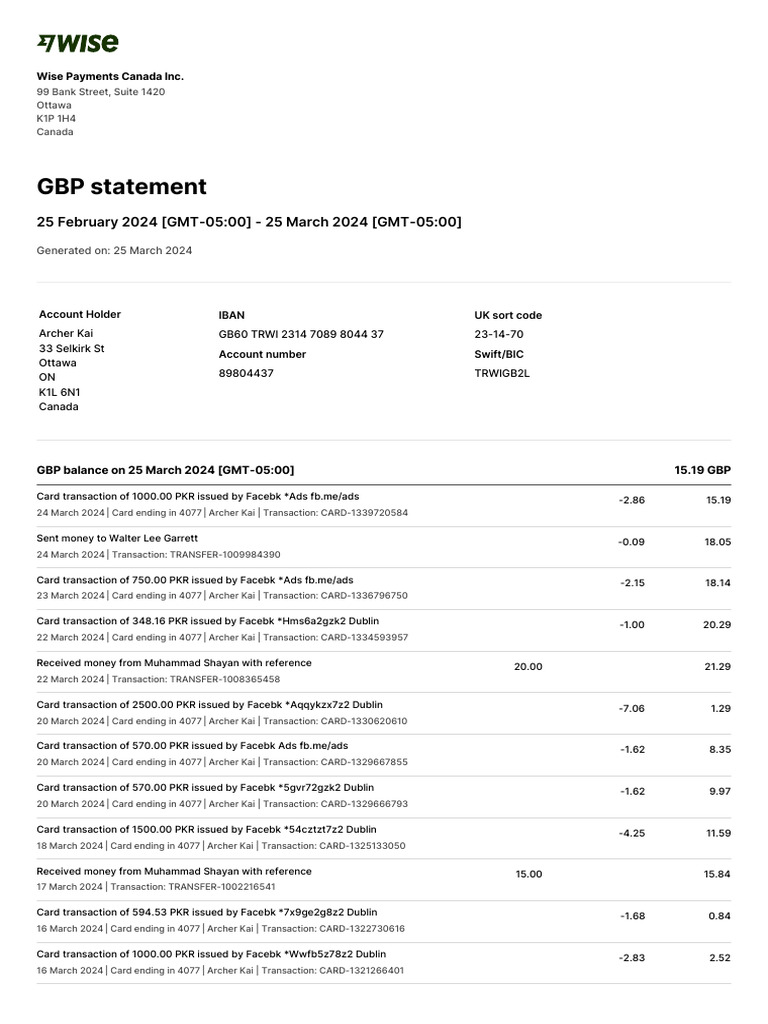 Balance Statement | PDF | Financial Transaction | Service Industries
