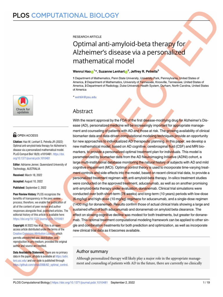 Optimal Anti-Amyloid-beta Therapy For Alzheimers | PDF | Amyloid Beta ...