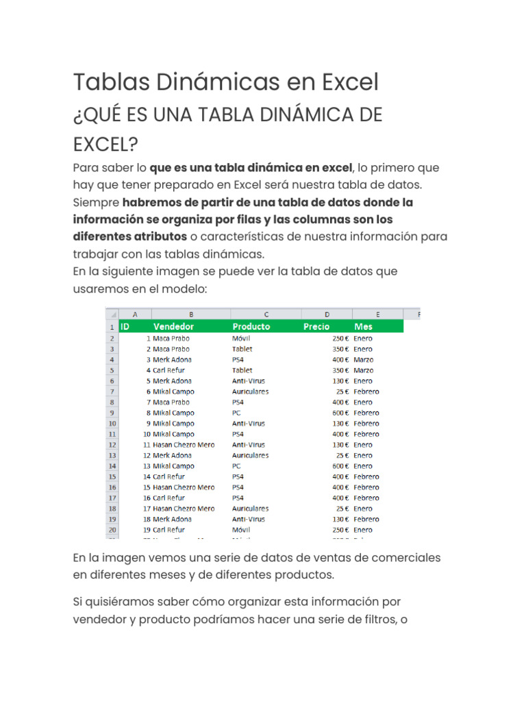 Guía de Tablas Dinámicas en Excel | PDF | Microsoft Excel | Ventana (informática)