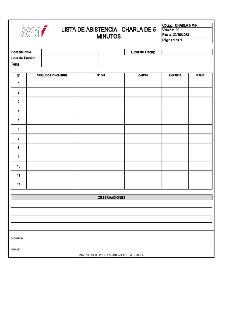 Check List 5 Min SMI | PDF