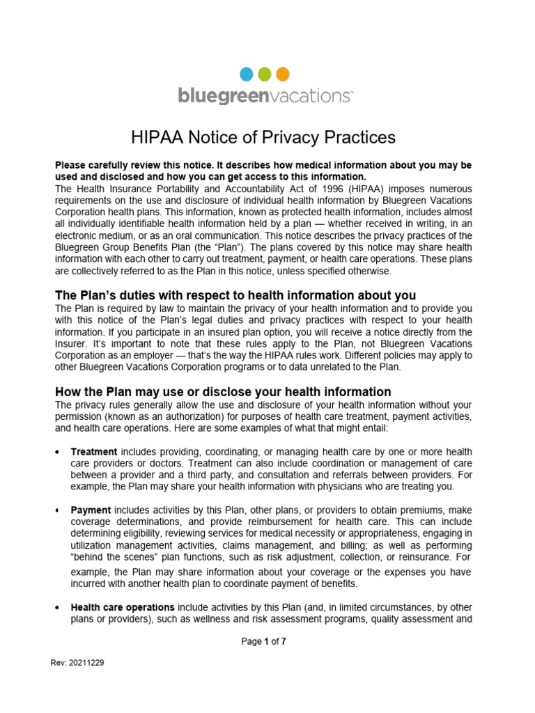 HIPAA Privacy Notice | PDF | Discovery (Law) | Health Insurance ...
