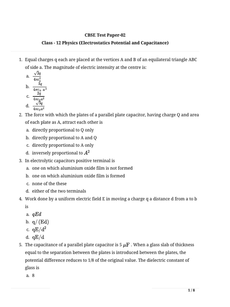 ch2 Phy | PDF | Capacitance | Capacitor