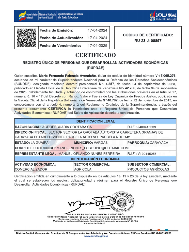 Certificado Rupdae | PDF | Documento de identidad | Gobierno