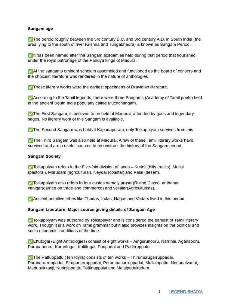 Sangam Period | Download Free PDF | Languages Of Tamil Nadu | Ancient India