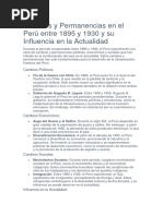 Los Cambios y Las Permanencias Políticas, Económicas y Sociales Ocurridas Entre 1895 y 1930 y Su ...