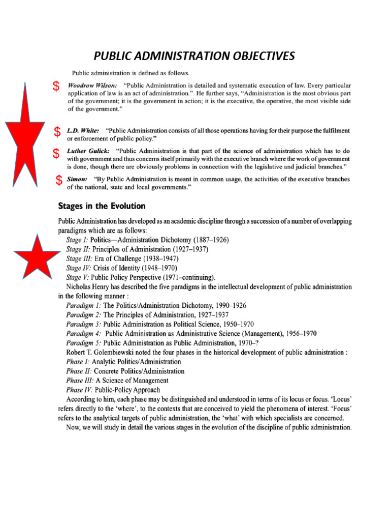 Public Administration Objectives | PDF