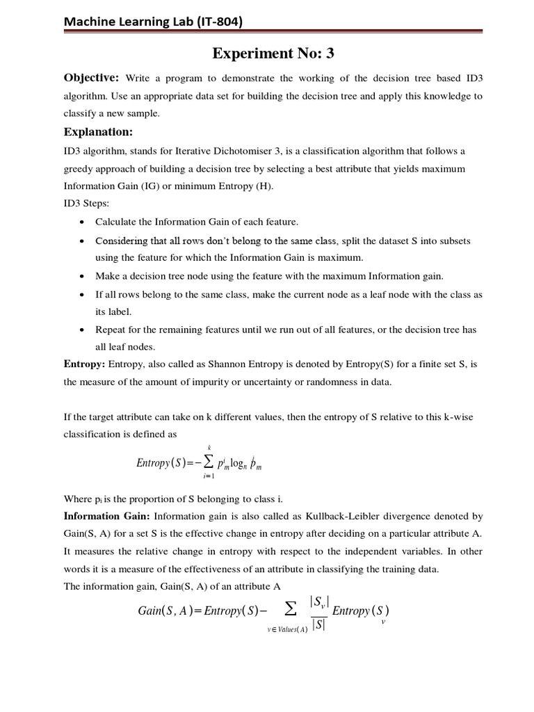 Ml Lab Experiments 1 Pages 2 Pdf Algorithms Theoretical Computer Science