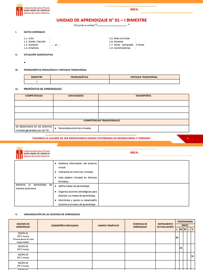 2024 - 02 Unidad de Aprendizaje 2024 - Formato | PDF | Aprendizaje | Modificación de comportamiento