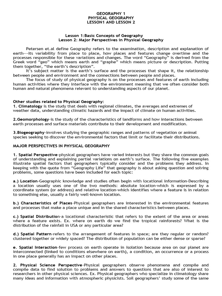 Lesson 1 and Lesson 2 Geography 2 Physical Geography | PDF | Geography ...