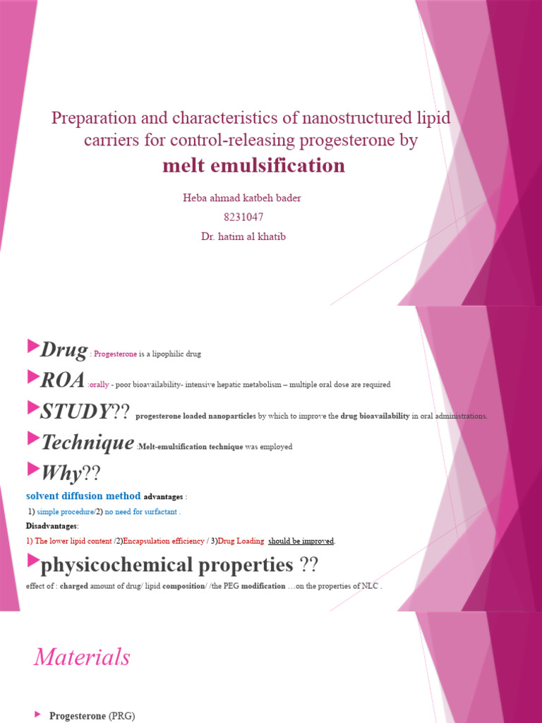 Progesterone Drug Delivery | PDF | Materials | Chemistry