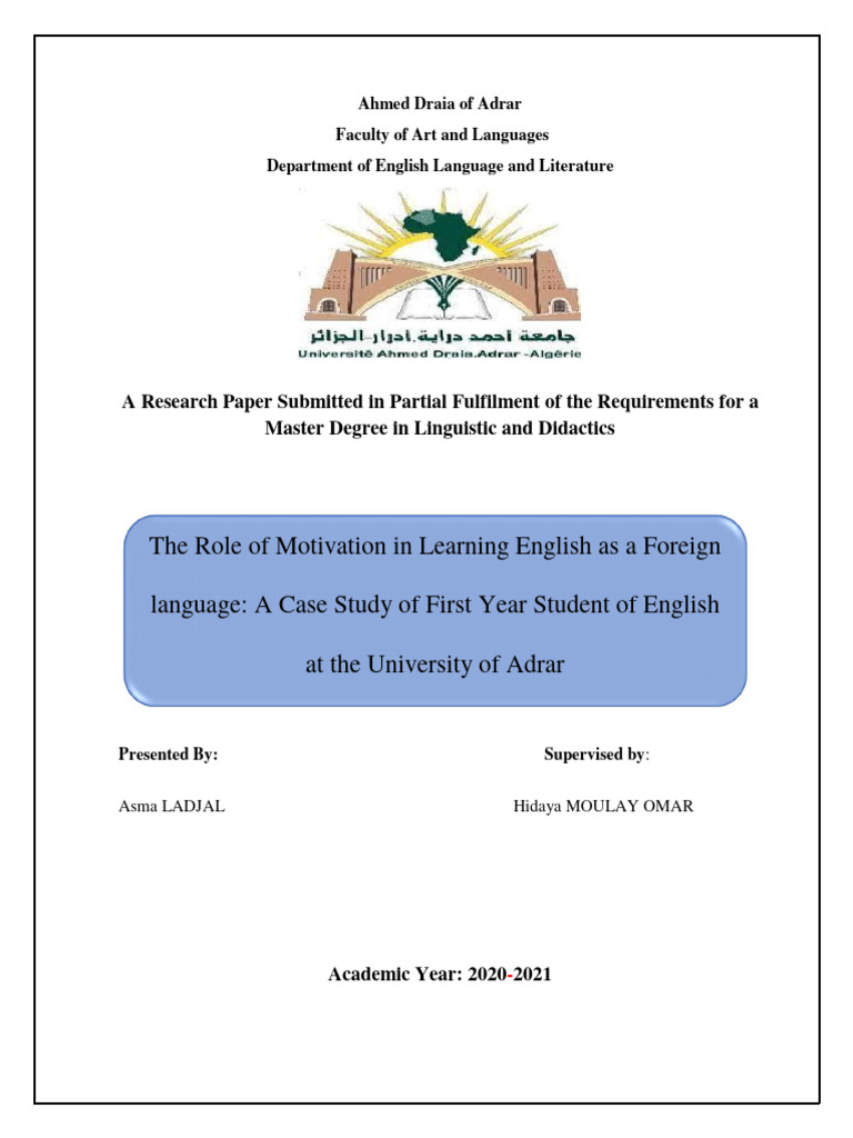 Motivation in Learning English: A Case Study | PDF | Motivational ...