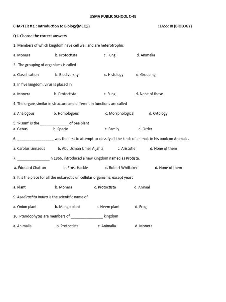 Class IX Chapter 3 MCQ'S | PDF