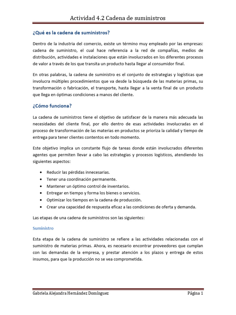 Entendiendo la Cadena de Suministros | PDF | Cadena de suministro ...