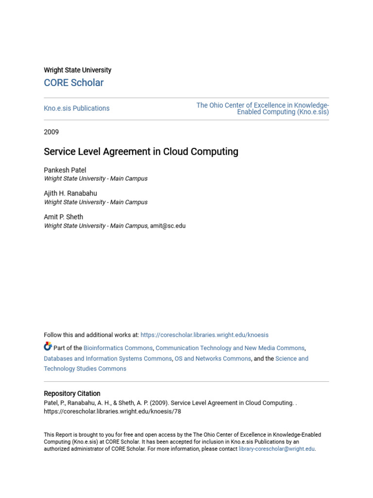 Cloud Computing SLA Management Framework | PDF | Service Level Agreement | Cloud Computing