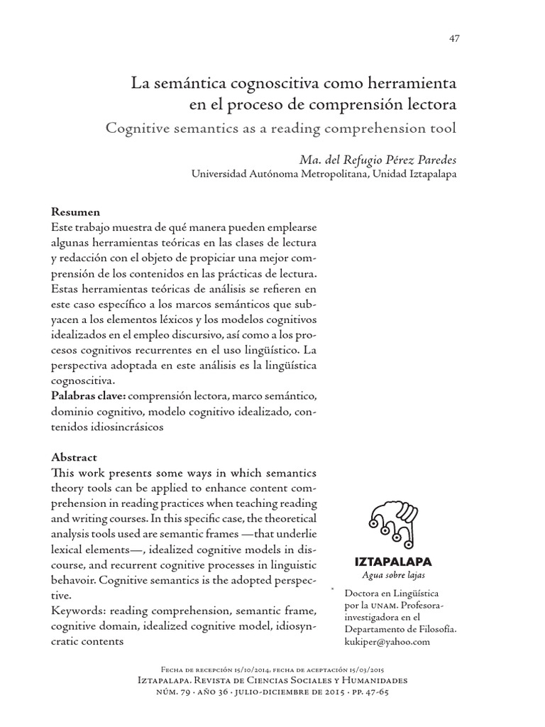 La Semántica Cognoscitiva Como Herramienta | PDF | Lingüística | Gramática