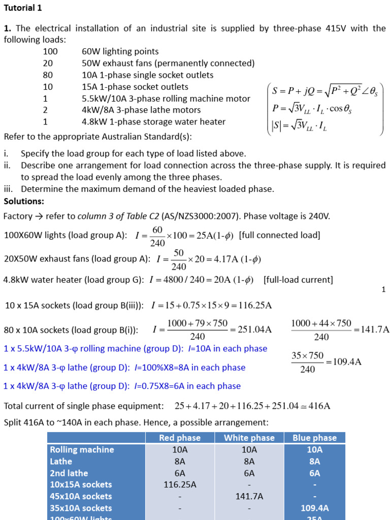 Tutorial1 Solution | PDF | Ac Power | Electrical Impedance