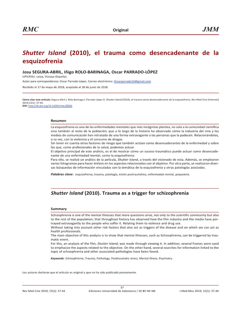 Trauma y esquizofrenia en Shutter Island | PDF | Esquizofrenia ...