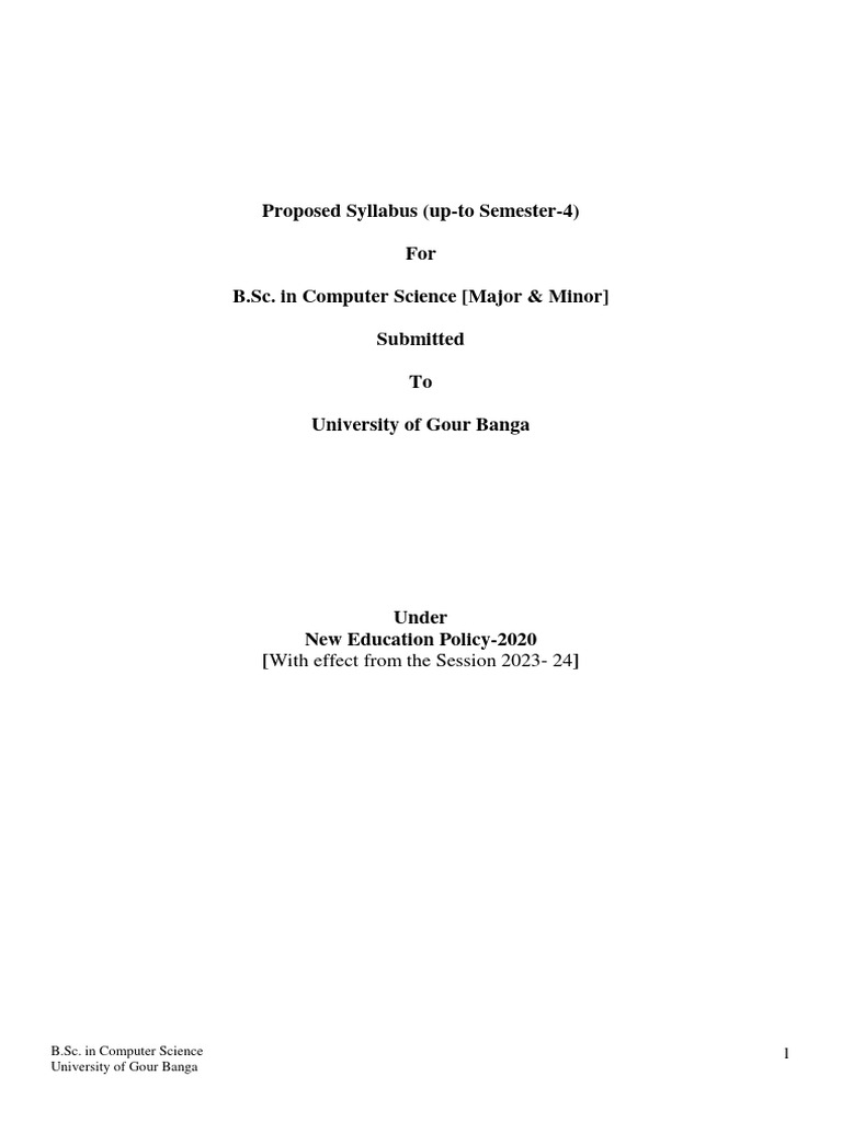 Computer Science - Final Draft UGB NEP 2023 Syllabus | PDF | Pointer (Computer Programming ...