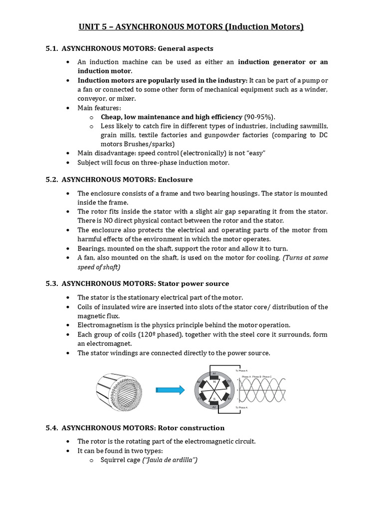 UNIT 5 - Asynchronous Motors (Induction Motors) | PDF | Electric Motor | Electrical Engineering