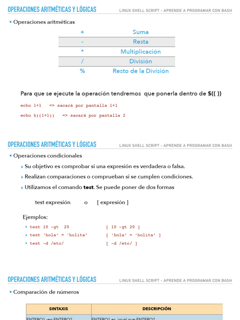 Bash: Operaciones y Condiciones en Linux | PDF | Lenguaje de programación | Programación de ...