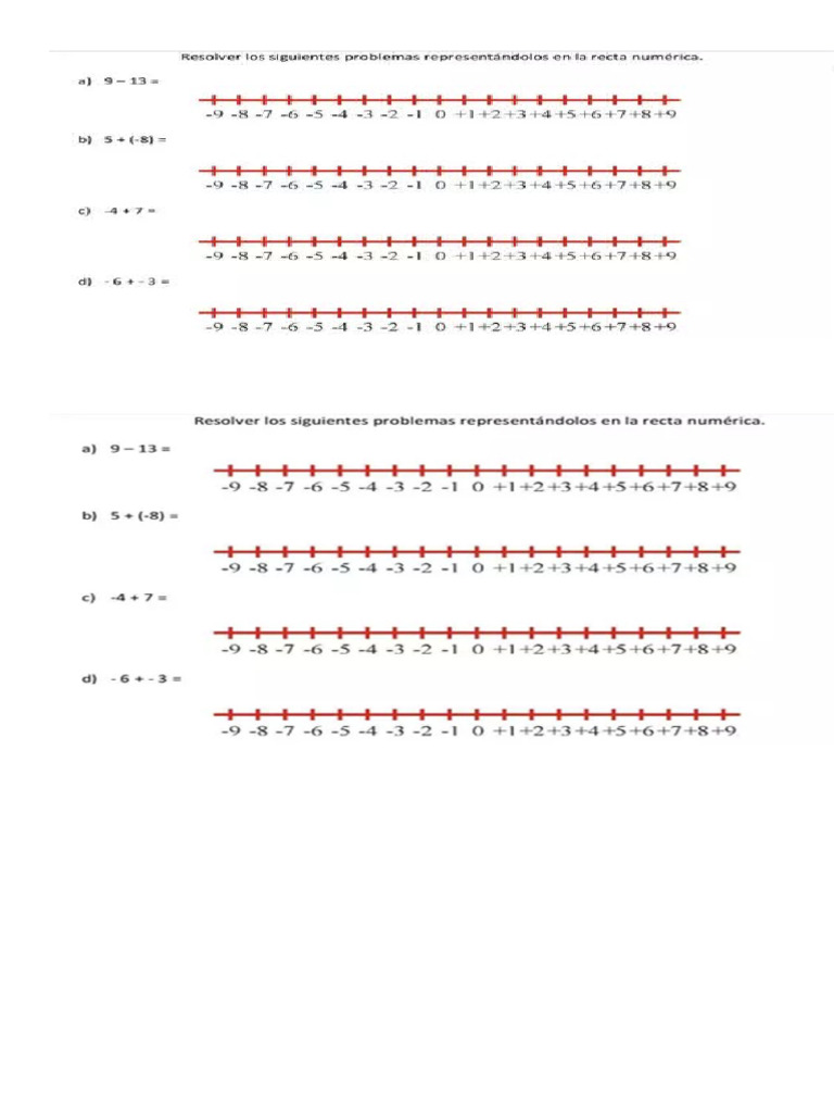 Sumas Con Recta Numerica | PDF