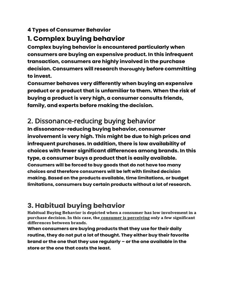 4 Types of Consumer Behavior | Download Free PDF | Marketing | Brand
