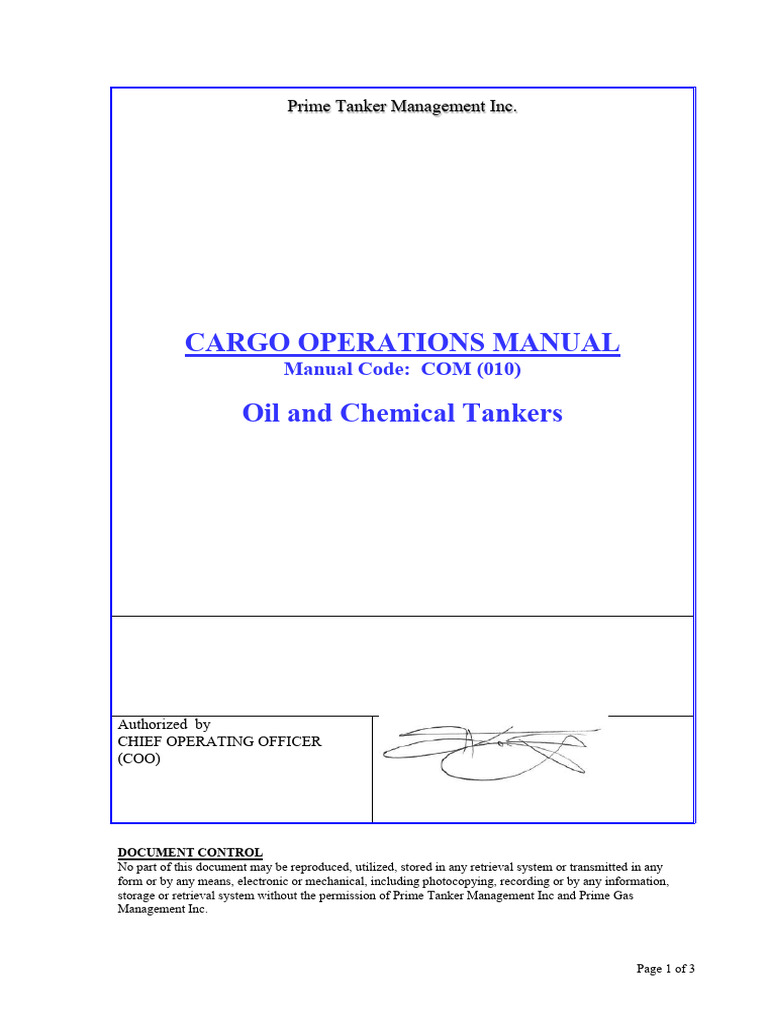 010-Cargo Operations Manual Oil-Chemical Tankers 03-05-2023 | PDF | Oil ...