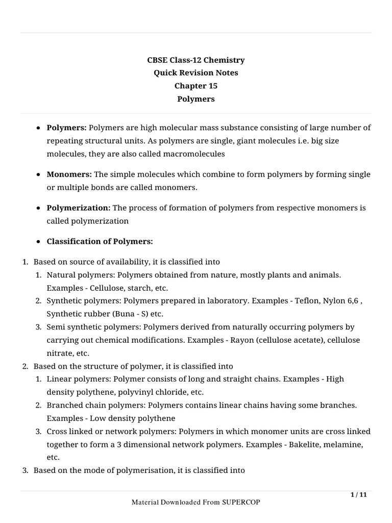 Chemistry 15 | Download Free PDF | Polymers | Polymerization