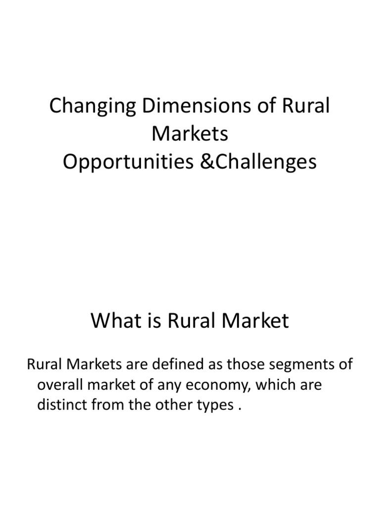 Changing Dimensions of Rural Markets | PDF