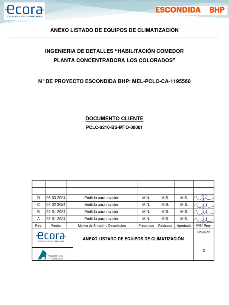 Pclc 0210 Bs Mto 00001 Rev D Pdf Humedad Ruido