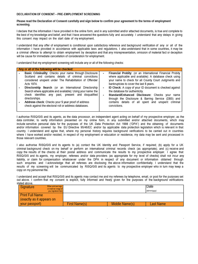 Signature Date Print Full Name (Exactly As It Appears On Your Passport ...