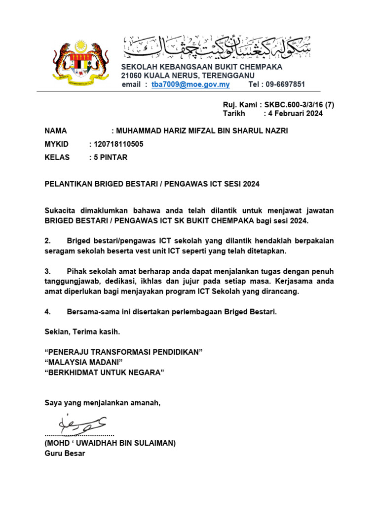 Pelantikan Pengawas Briged Bestari 2024 | PDF | Karier & Perkembangan ...