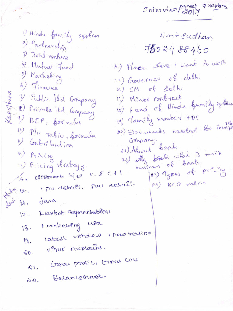 Panel Interview Questions | PDF