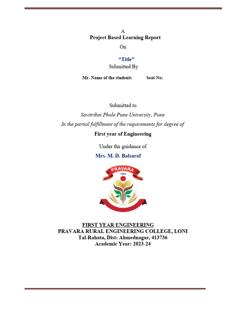 PBL Front Pages | PDF | Engineering | Project Based Learning