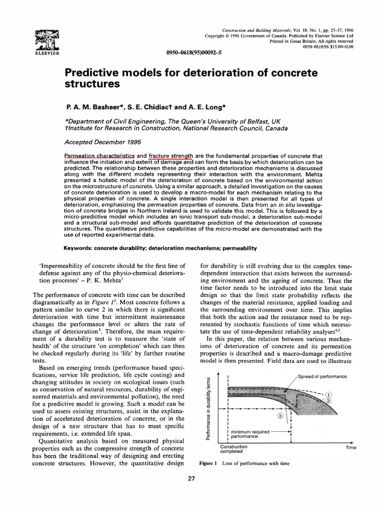 1predictive Models For Deterioration of Concrete | Download Free PDF | Concrete | Corrosion