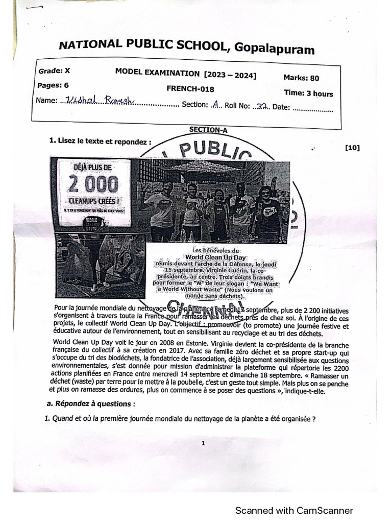 CBSE Class 10 French Question Papers 2023 2024 French Medium PDF ...