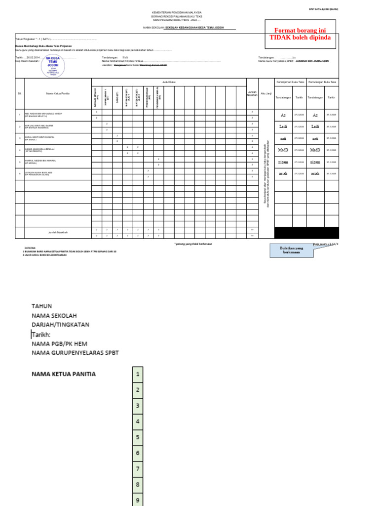 #Jpnt-Borang SPBT G Pin.1 - 2023 Guru | PDF