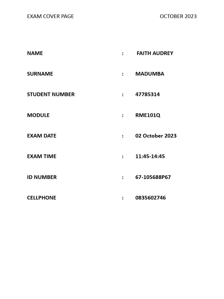 Unisa Cover Page | PDF | Technology & Engineering