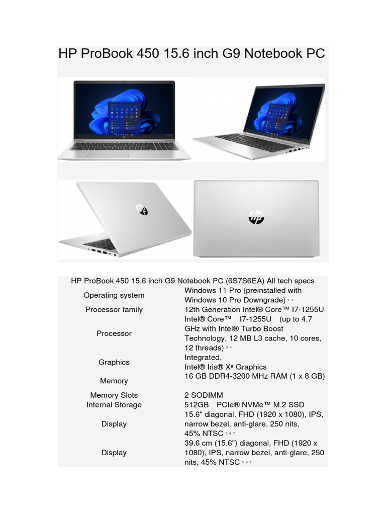 2 - HP ProBook 450 G9 Laptop With I7 | PDF | Usb | Laptop