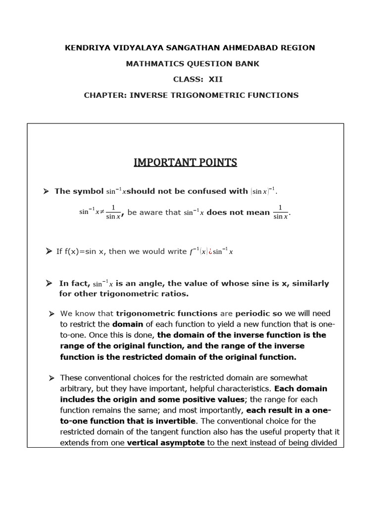 2 Inverse Trignometric Functions | PDF | Trigonometric Functions ... 2 Inverse Trignometric Functions | PDF | Trigonometric Functions ...