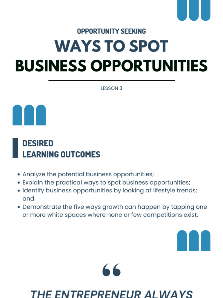 Ways To Spot Business Opportunities Presentation | PDF | Marketing ...