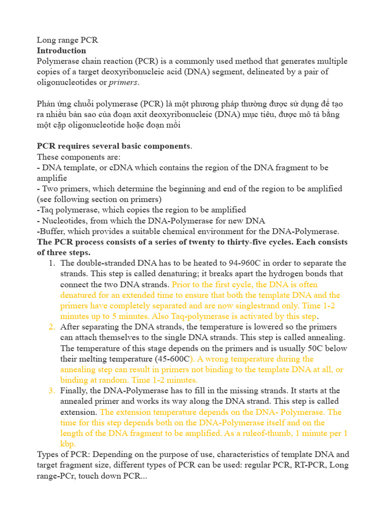 Long Range PCR | PDF | Polymerase Chain Reaction | Primer (Molecular Biology)