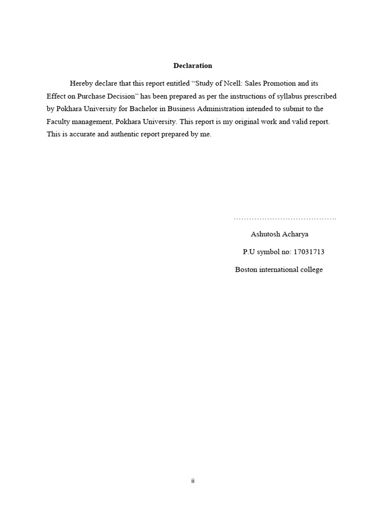 Declaration | PDF | Thesis | Methodology