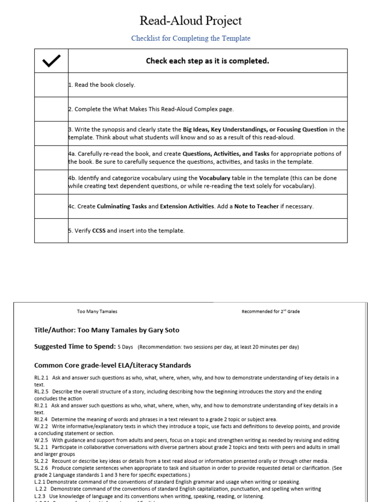 Read-Aloud Lesson Plan for "Too Many Tamales" | PDF | Intertextuality ...