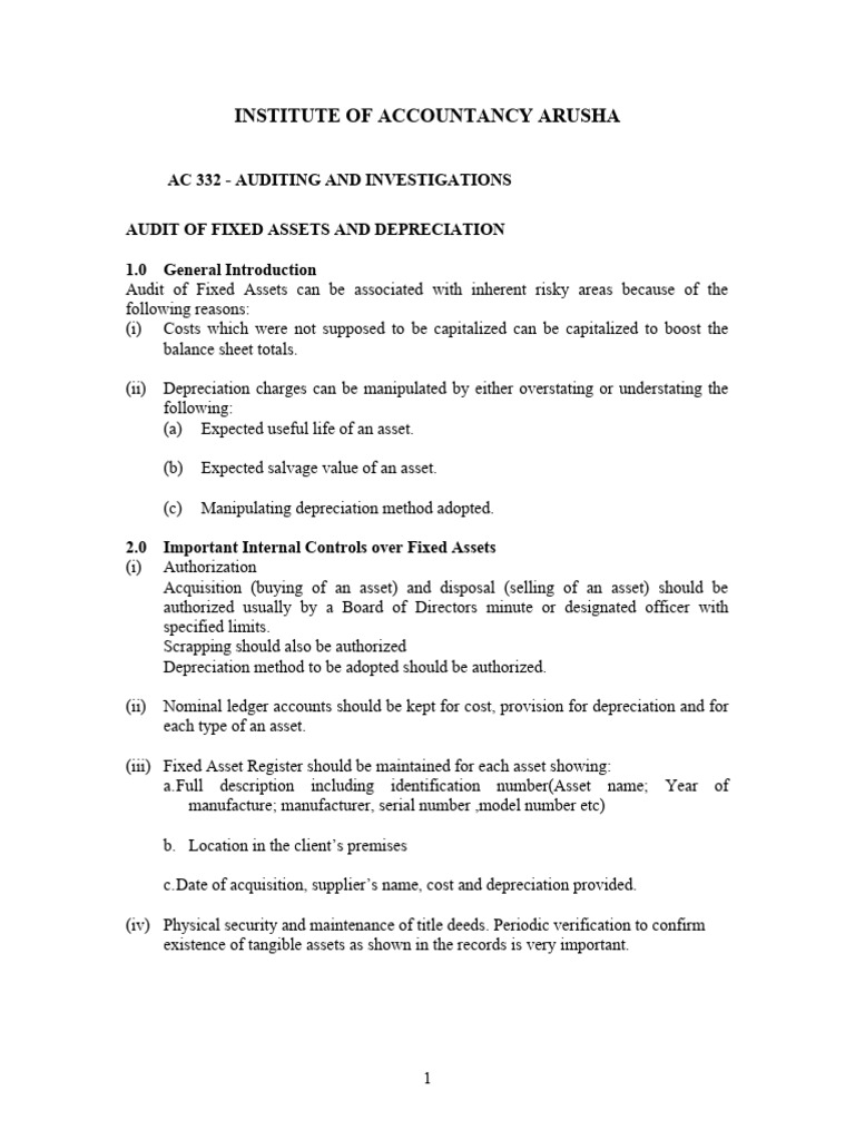 Ada Iii Audit of Fixed Assets | PDF | Depreciation | Book Value