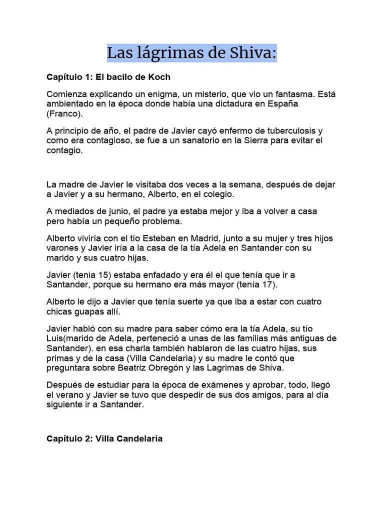 Las Lágrimas de Shiva - Resumen | PDF | Clásicos | Ficción general