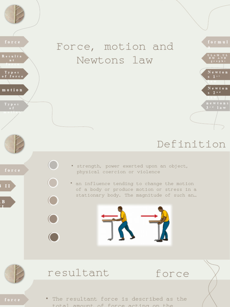 physics presentation force_motion_newtons law | PDF | Force | Acceleration